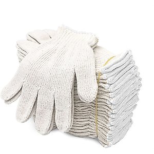 Evridwear Cotton Polyester String Knit Shell Safety Protection Work Gloves for Painter Mechanic Industrial Warehouse Gardening Construction Men & Women 12 Pairs, no Dots, Large Size