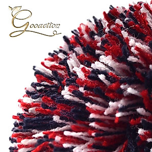 GOOACTION 3PCS Knitted Golf Head Covers 1-3-5 for Driver and Fairway Woods with Long Neck Design Vintage Red Stars and Stripes American Flag Sock Pom Pom Golf Club Patriotic Headcovers Set