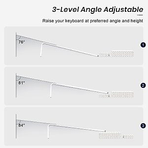 Acrylic Computer Keyboard Stand with Wrist Rest & Storage Tray - Yikola 3-Level Angle Adjustable Keyboard Riser for Desk Dry Erase Board Buddy, Ergonomic Tilted Keyboard Holder for Comfortable Typing