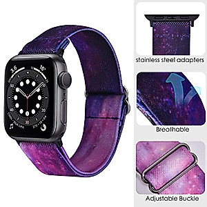 MOFREE Stretchy Strap Compatible for 40mm Apple Watch Band 41mm/40mm/38mm Series 7/6/SE/5 Adjustable Nylon Sport Women Men Printed Strap for iWatch Series 4/3/2/1 38mm/40mm Replacement Galaxy