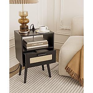 Aobafuir Wood Nightstand, Night Stand for Bedroom, Bedside Table with Drawers, Farmhouse End Table with Storage for Living Room (Modern)