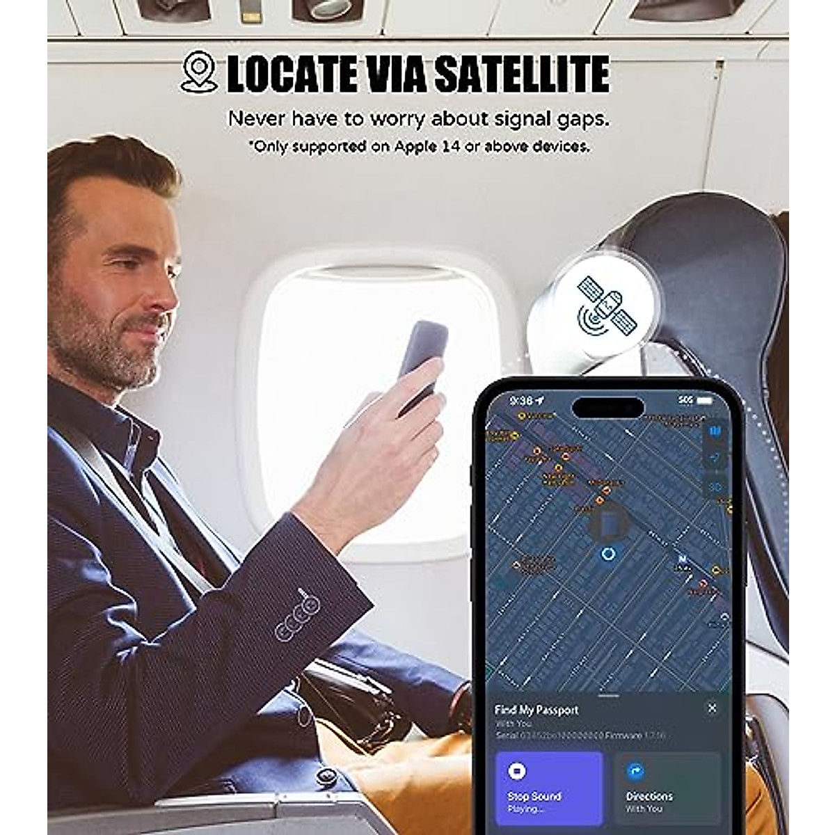 Coredy Passport Holder and Bluetooth Tracker Combo, Travel Must Haves Passport Cover Finder, Works with Apple Find My (iOS Only), RFID Blocking, Slim Travel Accessories Passport Wallet, Blue