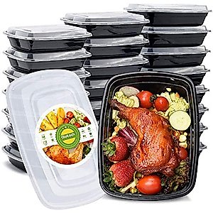 Glotoch Meal Prep Container Reusable,50Pack 32oz Plastic Food Prep Containers with Lids,BPA Free,Microwave, Dishwasher Safe Disposable To Go Containers for Food,Leftover,Single Compartment