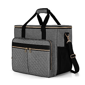 Luxja Craft Bag for Scrapbook Supplies (Fits 12 x 12 inch Scrapbook Album and 15.6” Laptop), Scrapbook Tote Bag with Multiple Pockets (Patent Pending), Gray