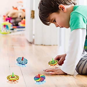 24 PCS Light Up Mini Spinning Tops LED Hand Spinners Toys with Colorful DIY Stickers Design Your Own - Novelty Bulk Stocking Stuffers Party Favors
