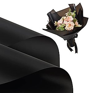 BEISHIDA 20 PCS Flower Wrapping Paper Black,Waterproof Floral Wrapping Paper,for Bouquets Packaging Floral Wrap Florist Supplies Valentine's Day Wrap Paper (22.8 x 22.8 inch)
