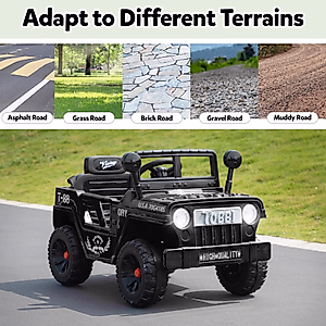 TOBBI 12V Off-Road Kids Ride On Car Truck, Battery Powered 4 Wheels Ride On Toys for Boys and Girls Aged 2-6 Years w/Horn, LED Lights, Portable Pull Rod, Double Open Doors, Orange