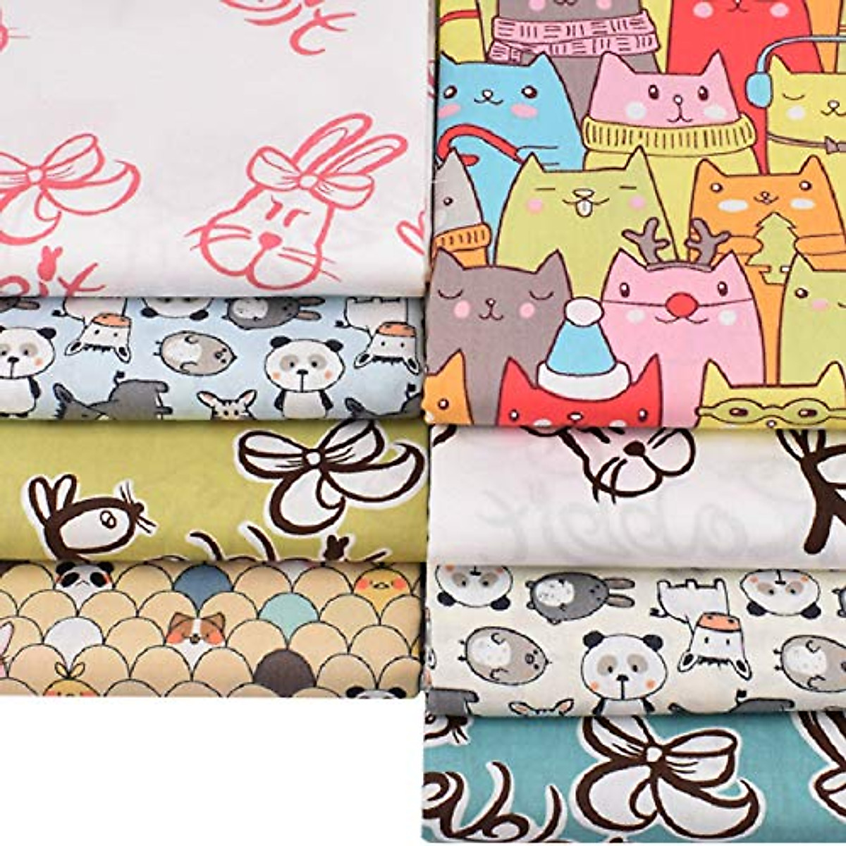 discountstore145 8Pcs Fabric Patchwork, Cartoon Animal Print Cotton Fabric Kids Bedding for Patchwork Sewing Bags 20 * 25cm