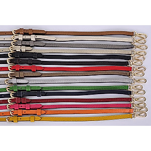 Live Up Full Grain Leather Adjustable Replacement Strap Cross Body Bag Purse, 43-51 inch Gold Hardware (Black)