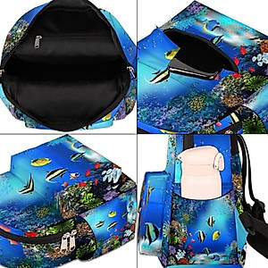 Mini Backpack for Women Backpack Purse Tropical Fish Coral Cute Small Travel Backpack Casual Bookbag Shoulder Bag for Girls Teens School Backpacks Lightweight Ladies Backpack Daypack