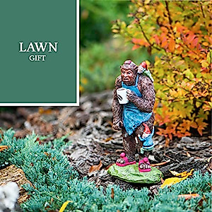 Redwix Bigfoot Statue 11 inch, Garden Gnomes Outdoor, Sasquatch Statue with Cup of Coffee for Outdoor Decor, Bigfoot Gifts