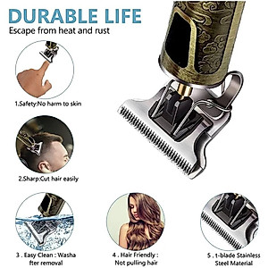 Hair Clippers with LED Display, Professional Hair Trimmer Zero Gapped T-Blade Trimmer Cordless Rechargeable Edgers Clippers Electric Beard Trimmer Wireless LCD Display