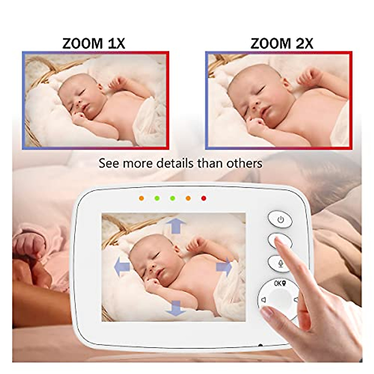 IKQIEOR Baby Monitor with Camera and Audio, 3.2" 720 HD LCD Screen Video Baby Monitor,1000ft Long Range Baby Monitor No WiFi No App,2-Way Talk,Night Vision,Temperature Monitoring,2 X Zoom, Lullabies