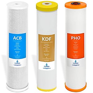 Express Water Whole House 3 Stage Heavy Metal and Anti Scale Water Filter Set - Polyphosphate, Carbon Block, KDF High Capacity Cartridge Filters - 5 Micron 4.5” x 20” inch