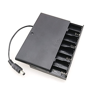 ITROLLE 8 x AA Battery Holder 8x1.5V 12V Black Battery Case Box with DC 5.5x2.1mm Male Connector and ON/Off Switch