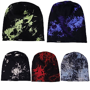 MIUXIU Mens Slouchy Beanie Hat Thin Baggy Summer Skull Cap Knit Hat (Black)