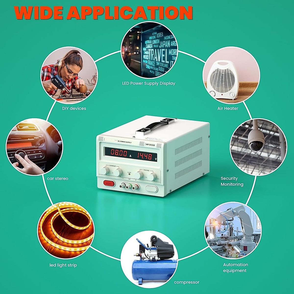 AC110V Bench Power Supply, 0-30V 0-20A Variable Power Supply, DC Power Supply Variable, Adjustable Switching Regulated Lab Power Supply, High Precision DC Power Source