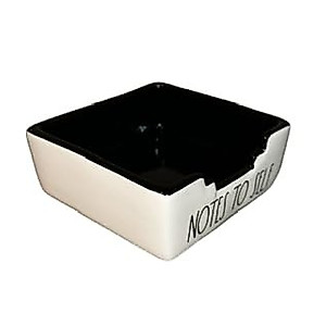 Rae Dunn NOTE TO SELF Post it Holder - Black inside - Ceramic - Office desk organizer