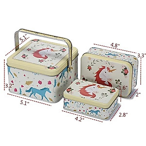 Warmforhom Unicorn Cookie Tins DIY Candy Containers Food Storage Tins Gift Packing Tins Set of 3