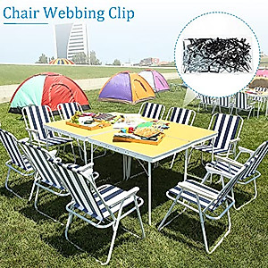 120 pcs Webbing Clips Lawn Chair Webbing Silver Black Lawn Chair Webbing Clips Patio Chair Webbing Replacement for Chair Frame Rubber Webbing Repair for Sofa Chair Furniture