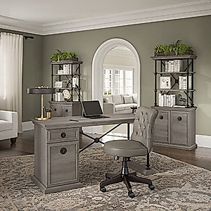 Bush Furniture Coliseum Designer Desk Set with Office Chair, 60W, Driftwood Gray