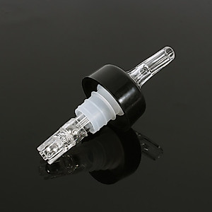 Measure Liquor Pourer, 1 OZ Plastic Measured Liquor Pourer Auto Measuring Shot Chamber Pourer Pour Spout Stopper for Liquor Wine (Transparent, pack of 12)