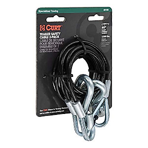 CURT 80136 43-7/8-Inch Vinyl-Coated Trailer Safety Cables, 3/8-In Snap Hooks, 3,500 lbs Break Strength, 2-Pack