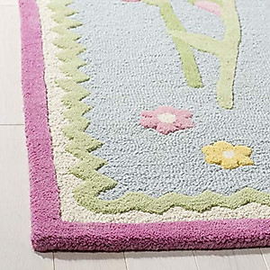 SAFAVIEH Kids Collection 8' x 10' Blue/Multi SFK311A Handmade Floral Wool Area Rug