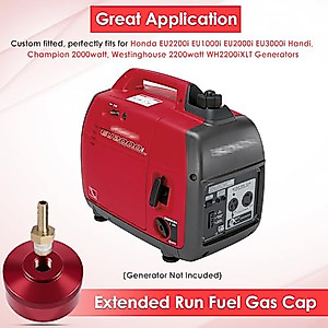 Upgrade Extended Run Fuel Gas Cap for Honda EU1000i EU2000i EU3000i Handi Champion 2000W Westinghouse 2200W WH2200iXLT Generators, Fuel Gas Cap with Brass Hose Red