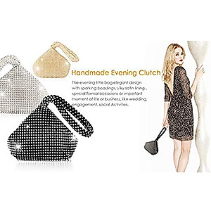 JIAN YA NA Fashion Women Rhinestone Trihedral Clutch Evening Bag Bling Zipper Wedding Purse
