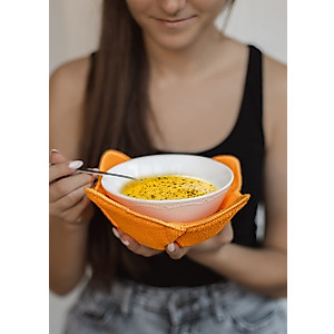 Microwave Bowl Cozy Huggers Set of 4 – Durable and Reliable – for Hot and Cold Bowls, Plates and Dishes Bowl Holder for Microwave – Bowl Cozies Ideal Household Gift by Sheff Store (Blue)