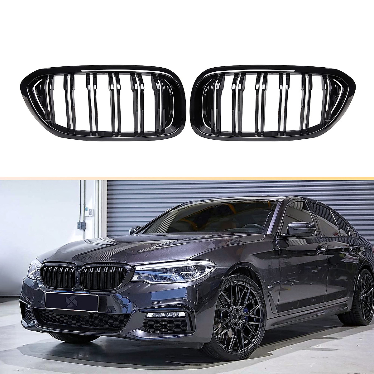 Qitian ABS Gloss Black Front Kidney Grille Grill For BMW 5 Series G30 G31 F90(M5) (2017-2019 Only)