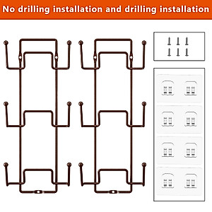 VZINO 2 Pack Pot Lid Organizer Rack for Cabinet Door/Wall, No Drilling Adhesive Wall/Door Mounted Pot and Pan Lid Holder, Plating Metal, Bronze