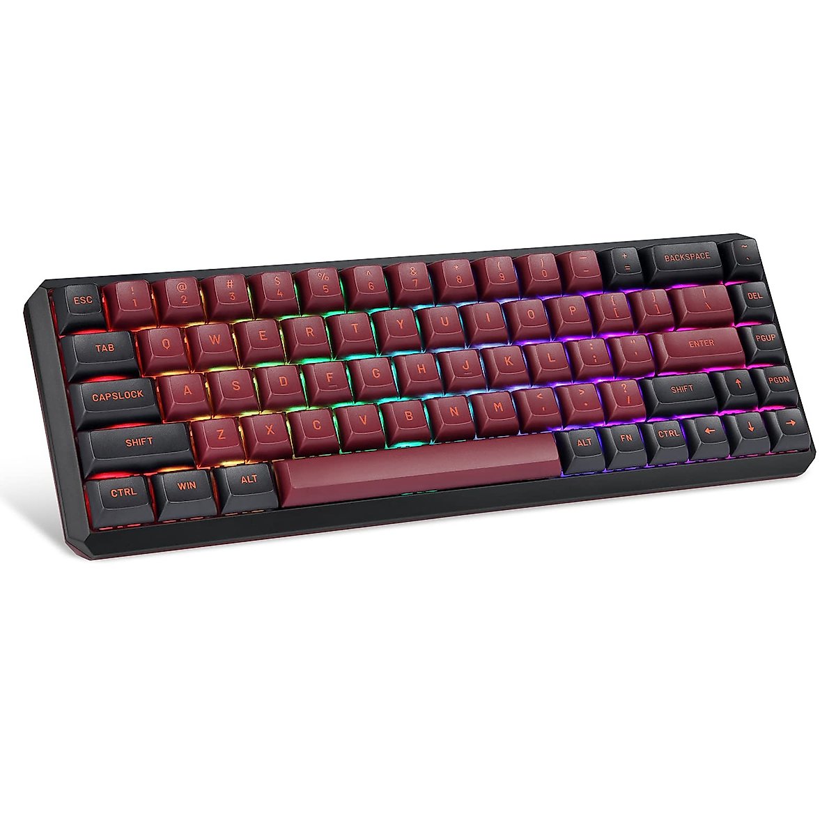 Darmoshark 2.4GHz Wireless/Wired Mechanical Keyboard — 65% (68 Key) Gaming Keyboard, Hot-Swap Switches, Programmable Macros, RGB LED Backlit, Type-C, PBT Spherical Keycap(Gateron Brown, Cherry Red)