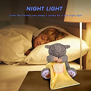 BEREST Rechargeable Dreamy Sheep, Baby Cry Sensor Mom's Heartbeat Lullabies & Shusher White Noise Machine, Nursery Decor Night Light Projector, Toddler Crib Sleeping Aid, Baby Shower Gifts Portable