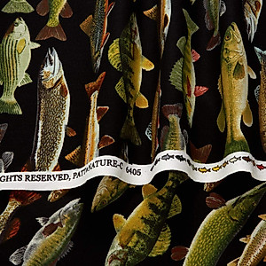 Timeless Treasures Fabrics Gone Fishing Black Fish