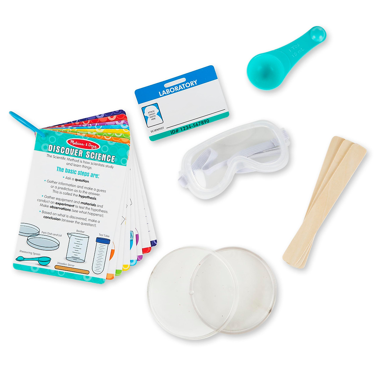 Melissa & Doug Scientist Role Play Costume Set (X pcs) - Lab Coat, Goggles, 6 Experiments