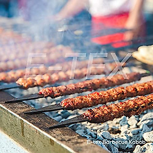 E-tex Flat Barbecue Kabob Skewers,Long Bbq Kabab Skewers,Grey,19 Inc,Set of 6