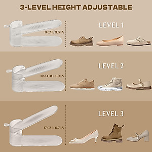 FENRUNXU Clear Shoe Slots Organizer for Closet, 12PACK Clear Shoe Stacker for a Pair of Shoes Adjustable Shoe Rack Organizer for Closet Space Saver Storage Shoe Holder Organization(Clear)