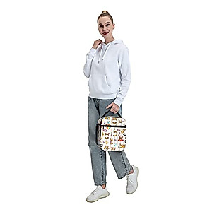 Dudietry Cute Corgi Lunch Bag Portable Insulated Lunch Box for Women Reusable or Travel/Picnic/Work