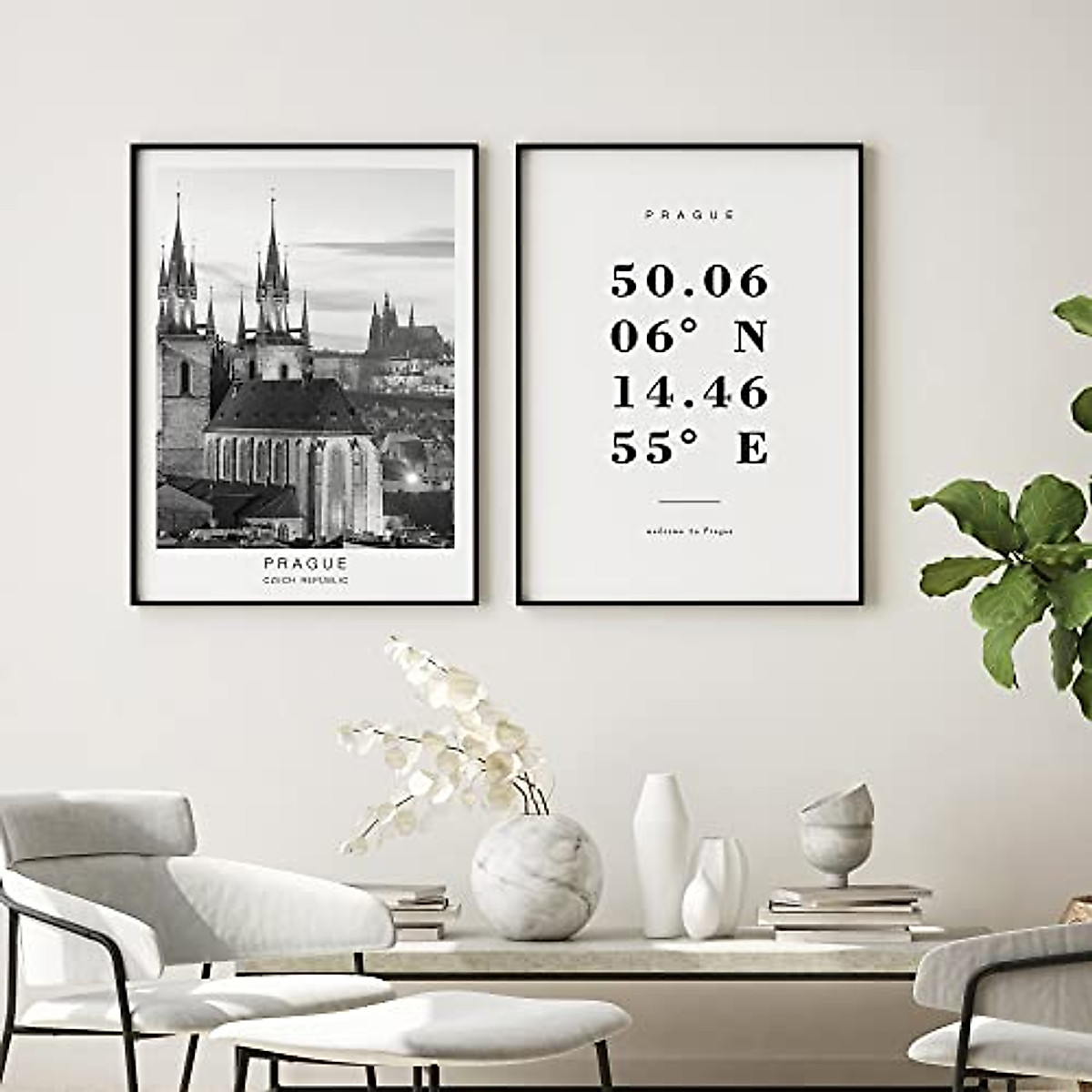 Dear Mapper Prague Czech Republic View Abstract Road Modern Map Art Minimalist Painting Black and White Canvas Line Art Print Poster Art Print Poster Home Decor (Set of 3 Unframed) (16x24inch)