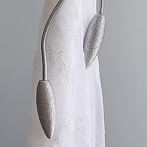 Valea Home 2 Pieces Curtain Tiebacks Clips Creative Window Drape Twist Tie Backs European Style Custom Made Curtain Holders Decorative Draperies Holdbacks, Silver Grey