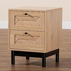 Baxton Studio Cherelle Storage & Organization, 2-Drawer, Light Brown/Black