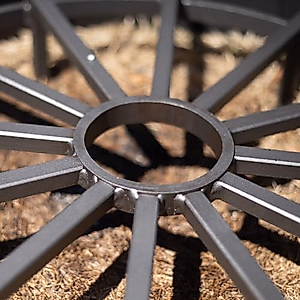 Ash & Ember 28" Wagon Wheel Fire Grate, High-Efficiency Smoke-Free Fireplace Log Grate, Decorative Wood Burning Lifted Grate Pit, Sandblasted Steel with Light Oil Coating