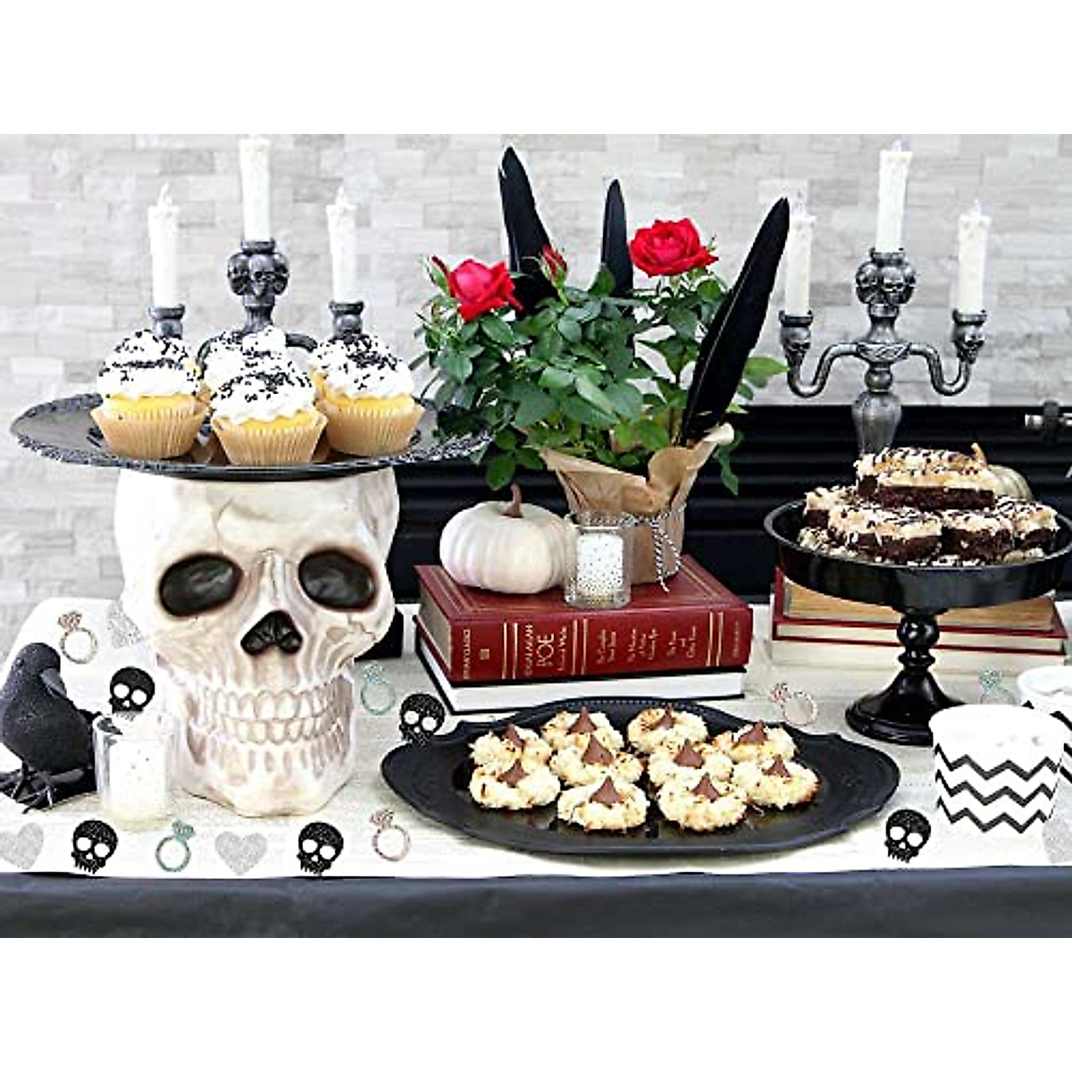 Skull Ring & Heart Confetti for Gothic Bachelorette Party Gothic Wedding Decorations