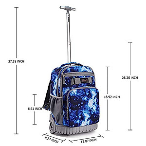 Tilami Rolling Backpack 18 inch Wheeled Backpack School College Student Travel Trip Boys and Girls