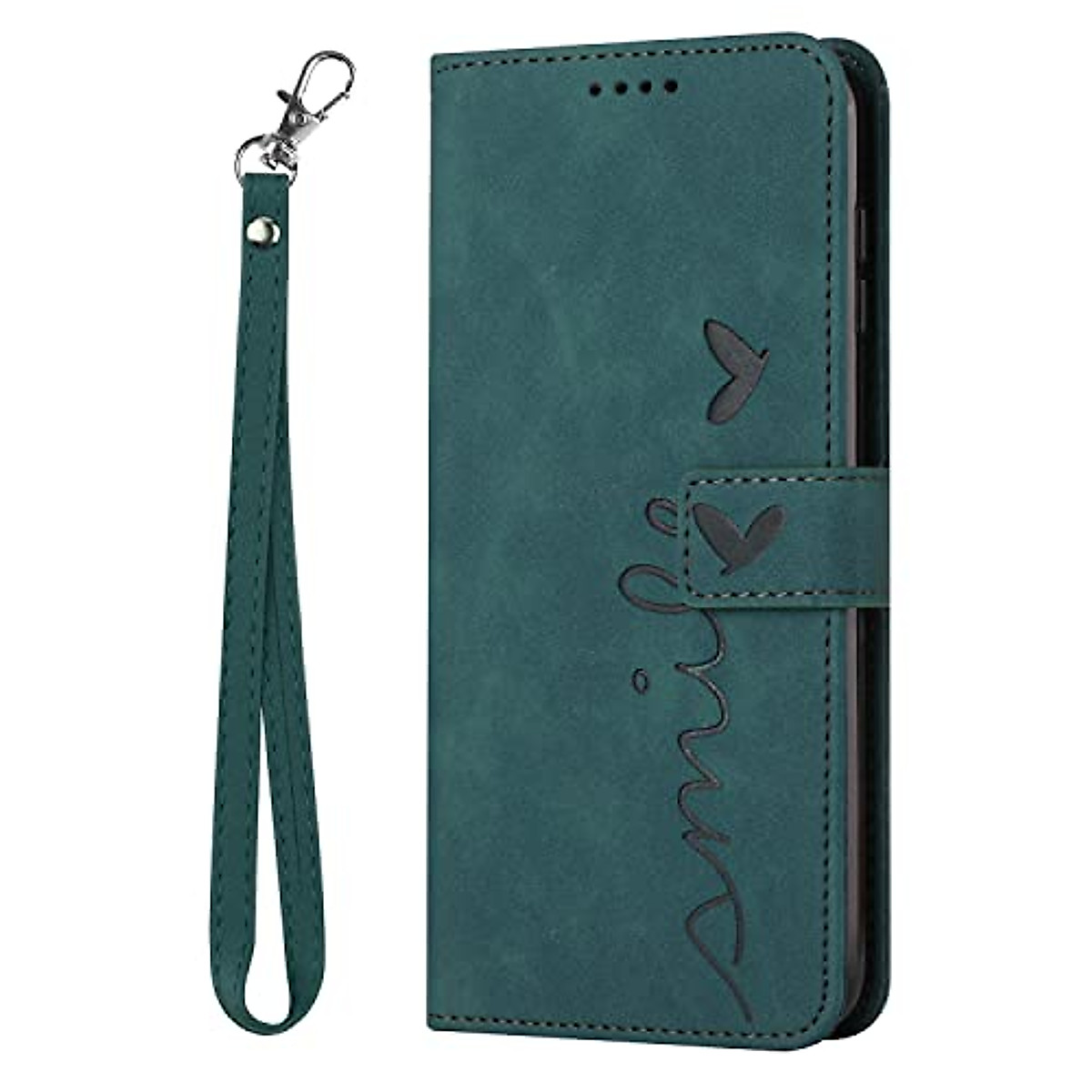Kainevy for Infinix Note 11 Case Wallet Black with Lanyard Durable Leather Case for Infinix Note 11 Phone Case with Card Holder Buckle Flip Design Protective Cover for Womem Men (Green)