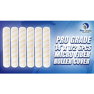 Pro Grade - Paint Roller Covers - 1/2 X 14 Inch Microfiber 6 Pack