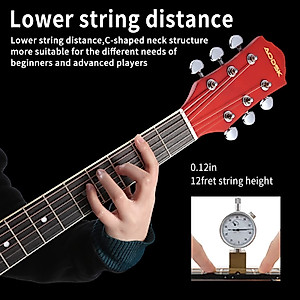 AODSK Acoustic Guitar Beginner 41 Inch Full Size Solid Spruce Top Guitarra Bundle Kit with Gig Bag Tuner Capo Picks String Strap,Right Hand Natural