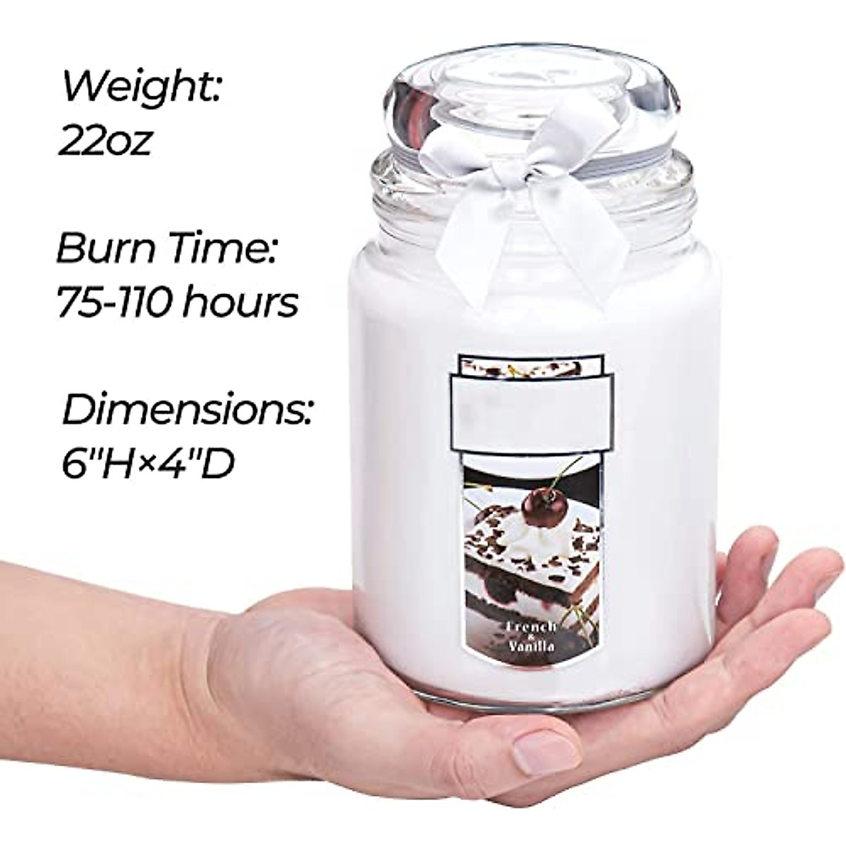 Decorlife 2-Pack Large French Vanilla Scented Candle Jars with 2 Wicks, 22 oz Each, Long-Lasting for 110 Hours